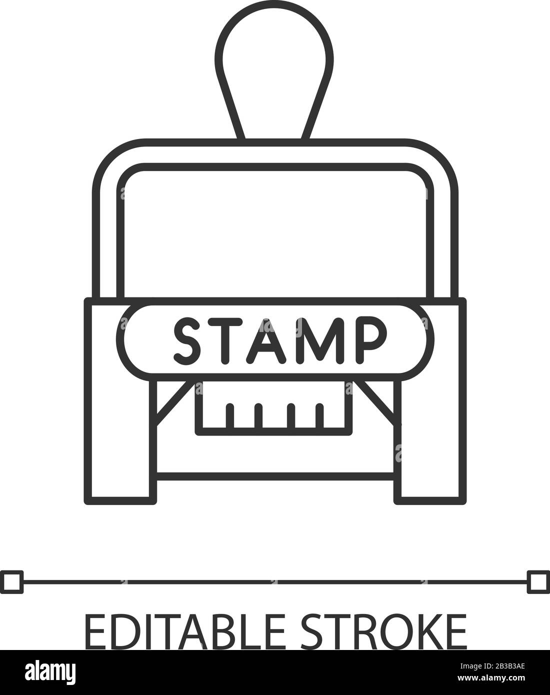 Stamp pixel perfect linear icon. Notarization. Authentification ...