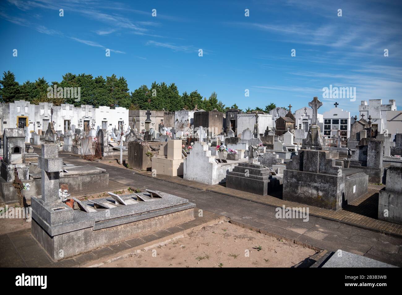 Antique graveyard or cemetery with a lot of graves like a baroque style ...