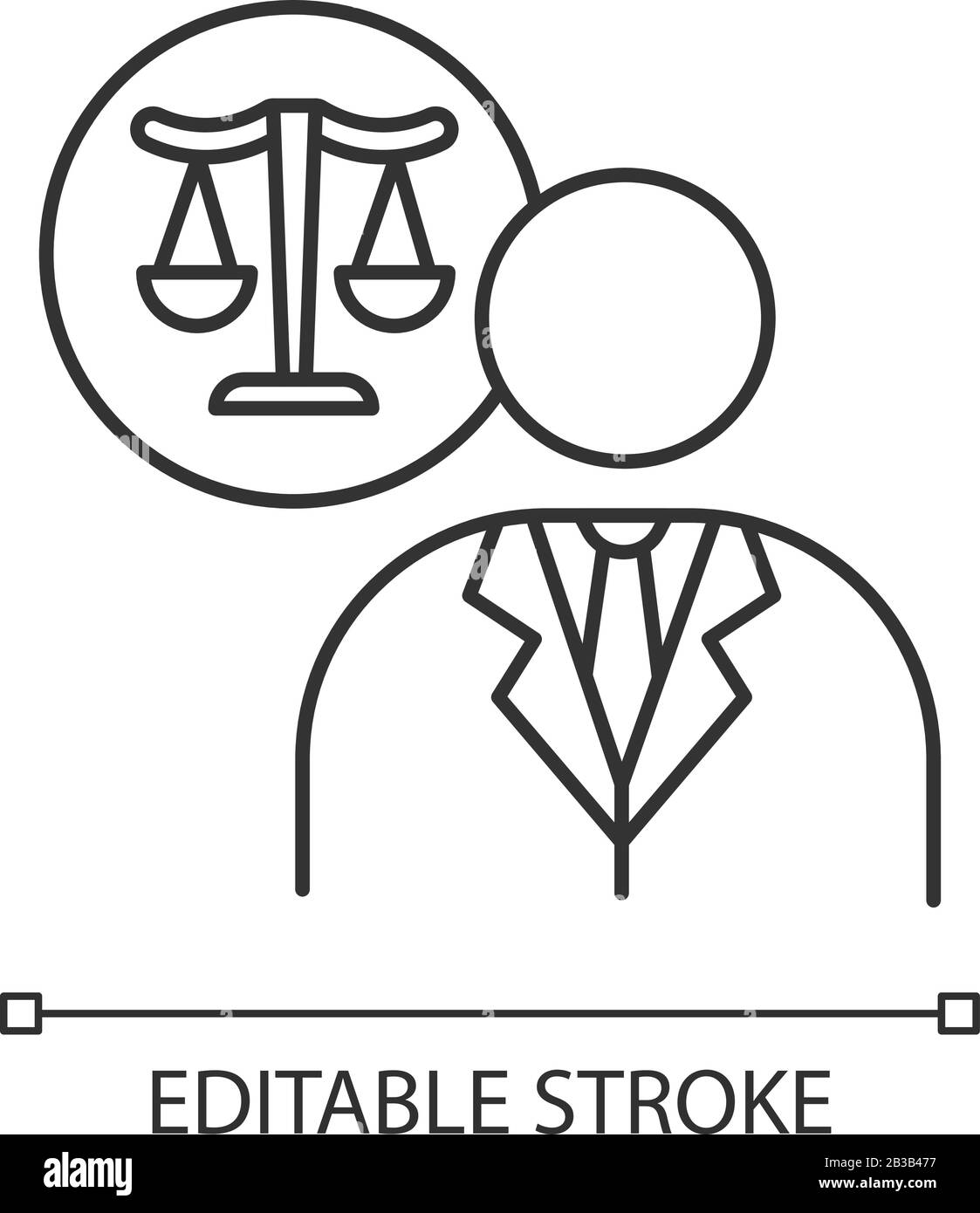 Lawyer pixel perfect linear icon. Attorney. Advocate. Representative ...