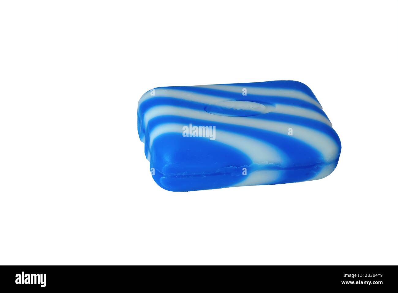 A piece of soap in blue and white isolate on a white background Stock ...