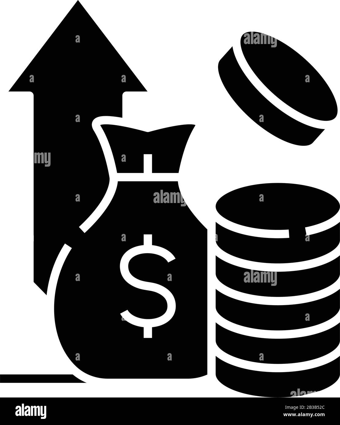 Profits black icon, concept illustration, vector flat symbol, glyph ...