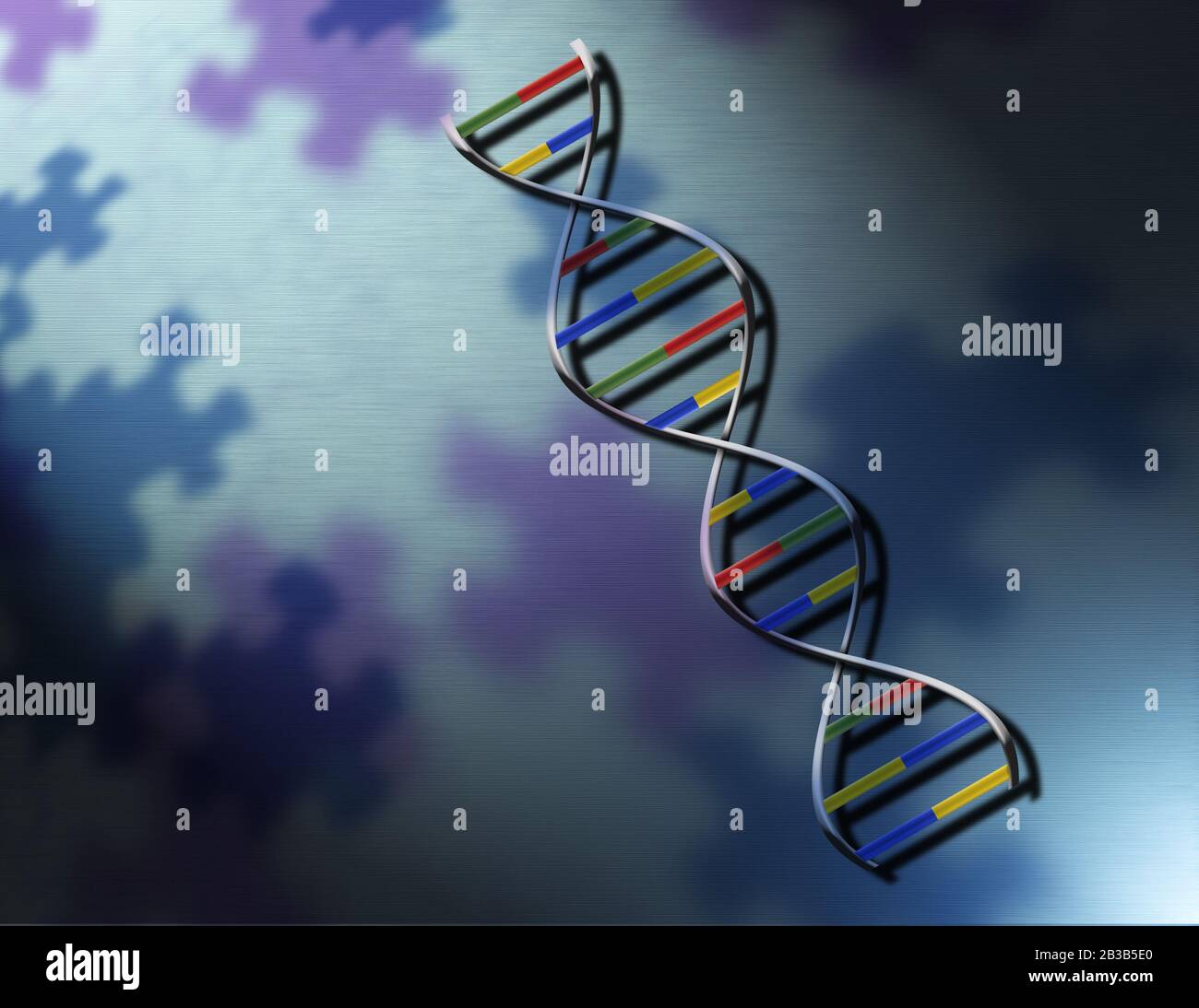 DNA strand and puzzle pieces background Stock Photo - Alamy