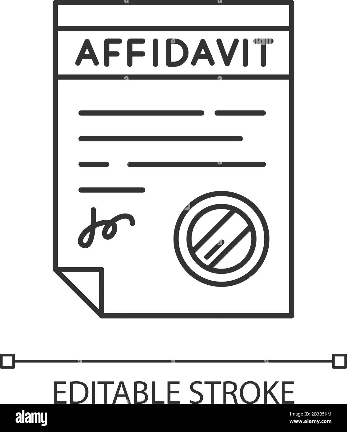 Confirmed affidavit pixel perfect linear icon. Written statement ...