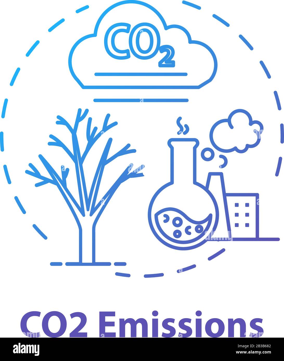 CO2 emission concept icon. Facility and factory production. Chemical ...