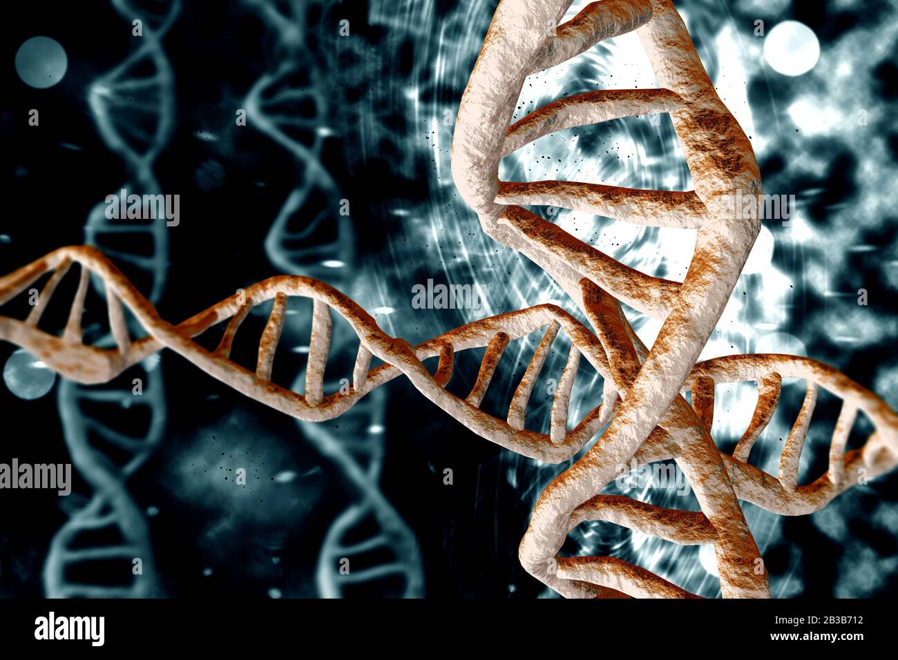 Abstract DNA strand double helix genetics 3D illustration Stock Photo ...