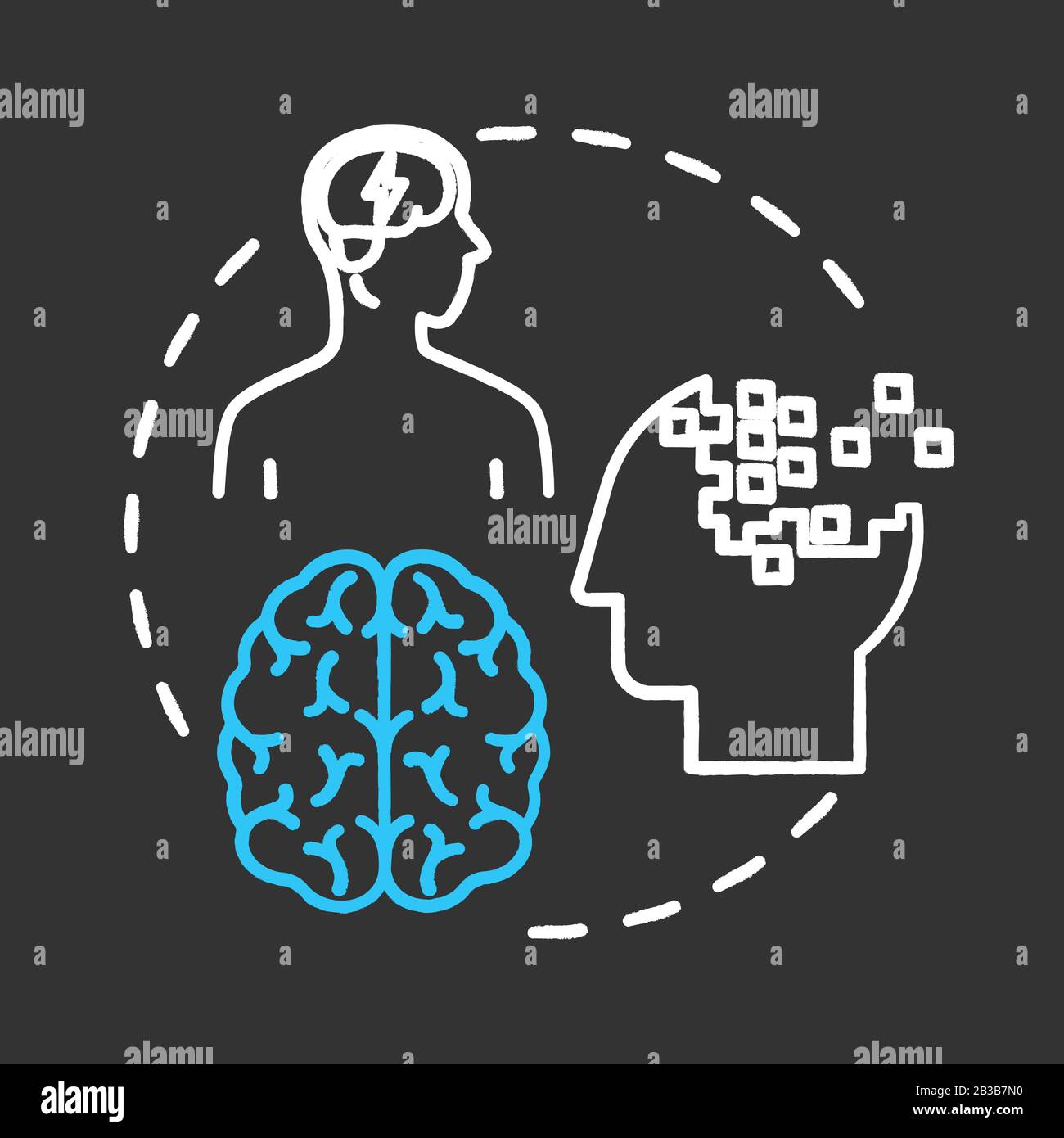 Neuro oncology chalk RGB color chalk RGB color concept icon. Study of ...