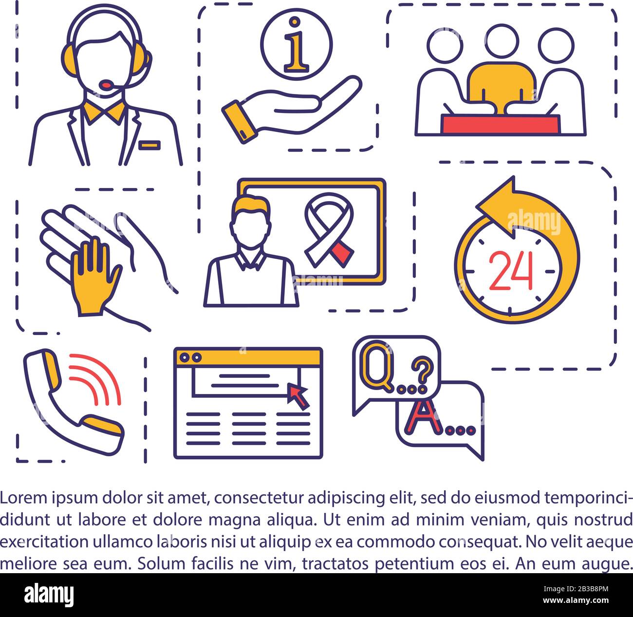 Cancer Support Helpline concept icon with text. Call center. Oncology ...