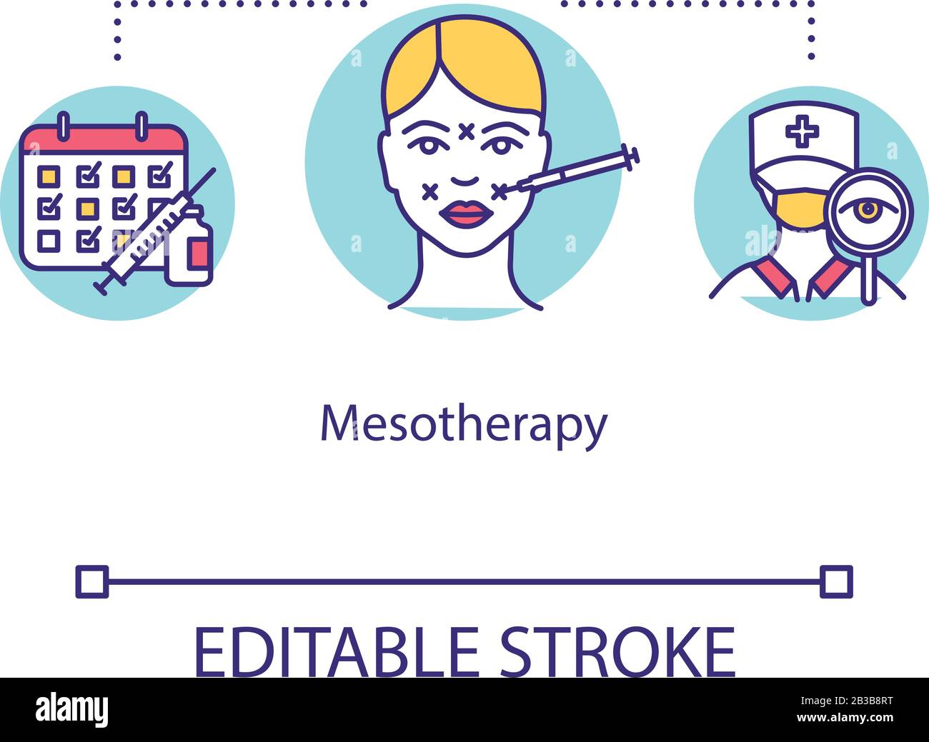 Mesotherapy concept icon. Injection with vitamin and hormone. Facial ...