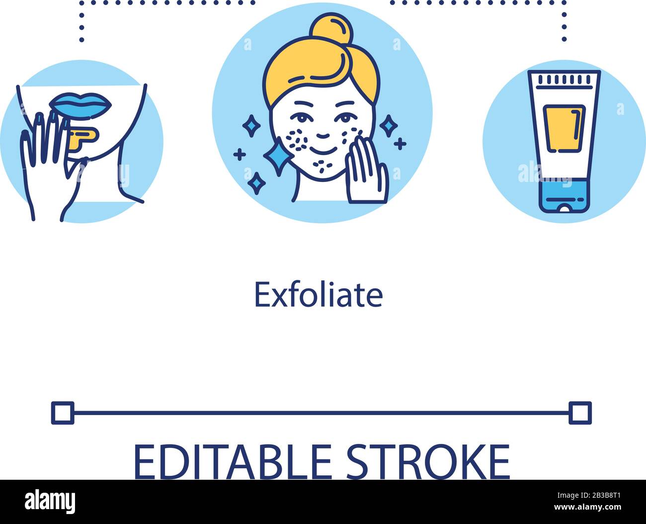 Exfoliate concept icon. Facial procedure. Moisturizing product ...