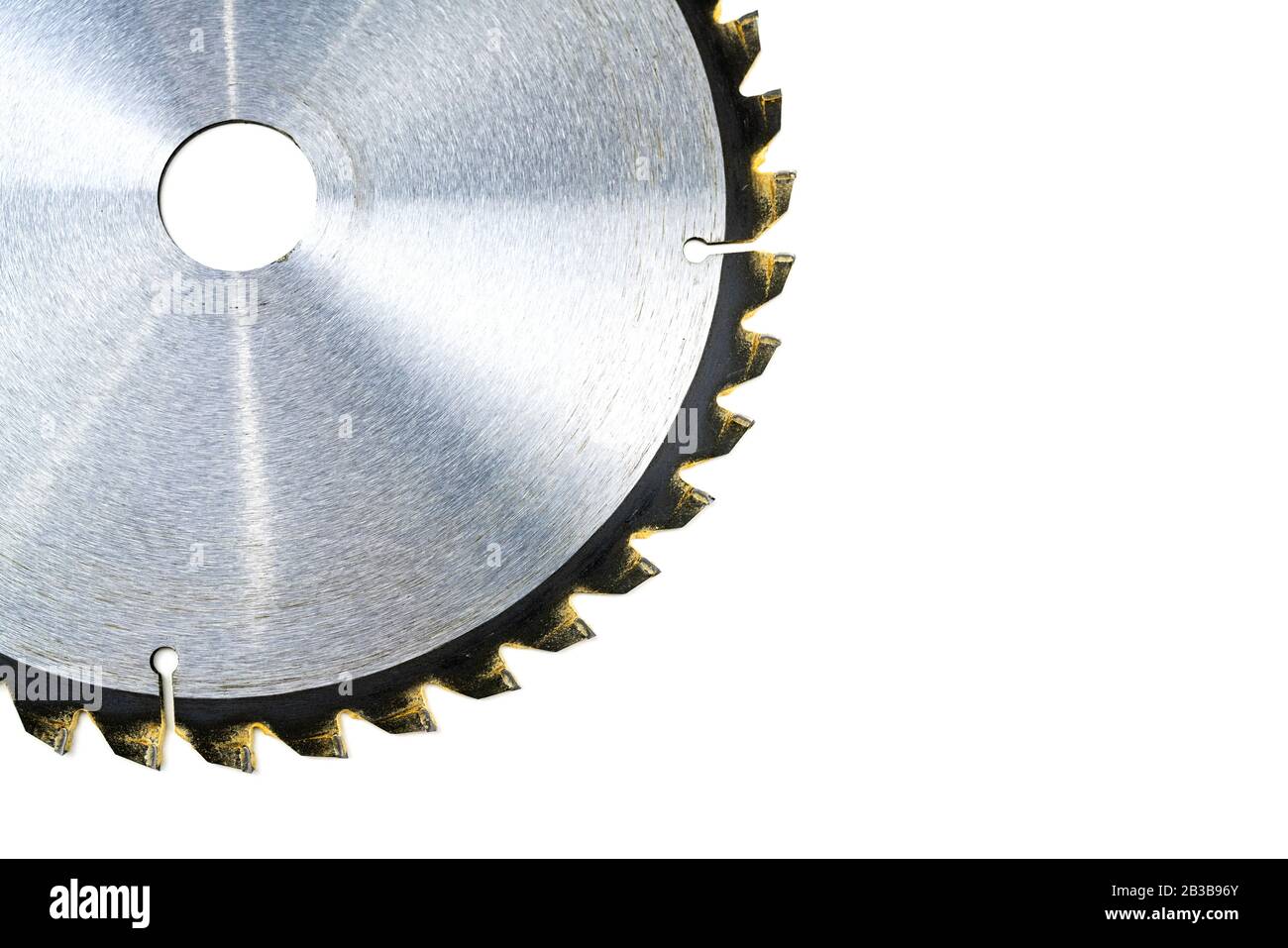 Circular saw blade closeup isolated on white background Stock Photo - Alamy