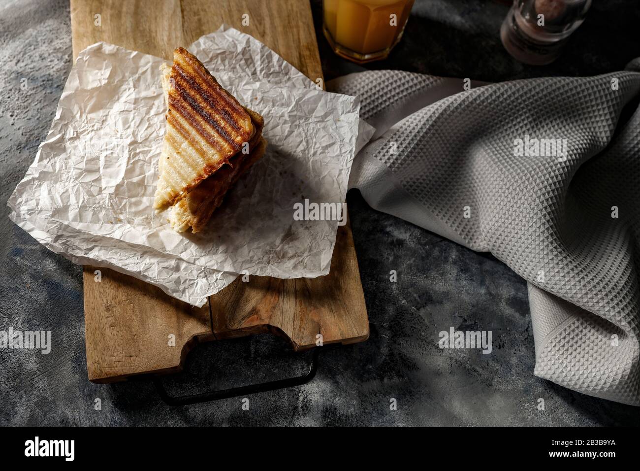 Toasts and breakfast time.Copy space for your product and dark mood ...