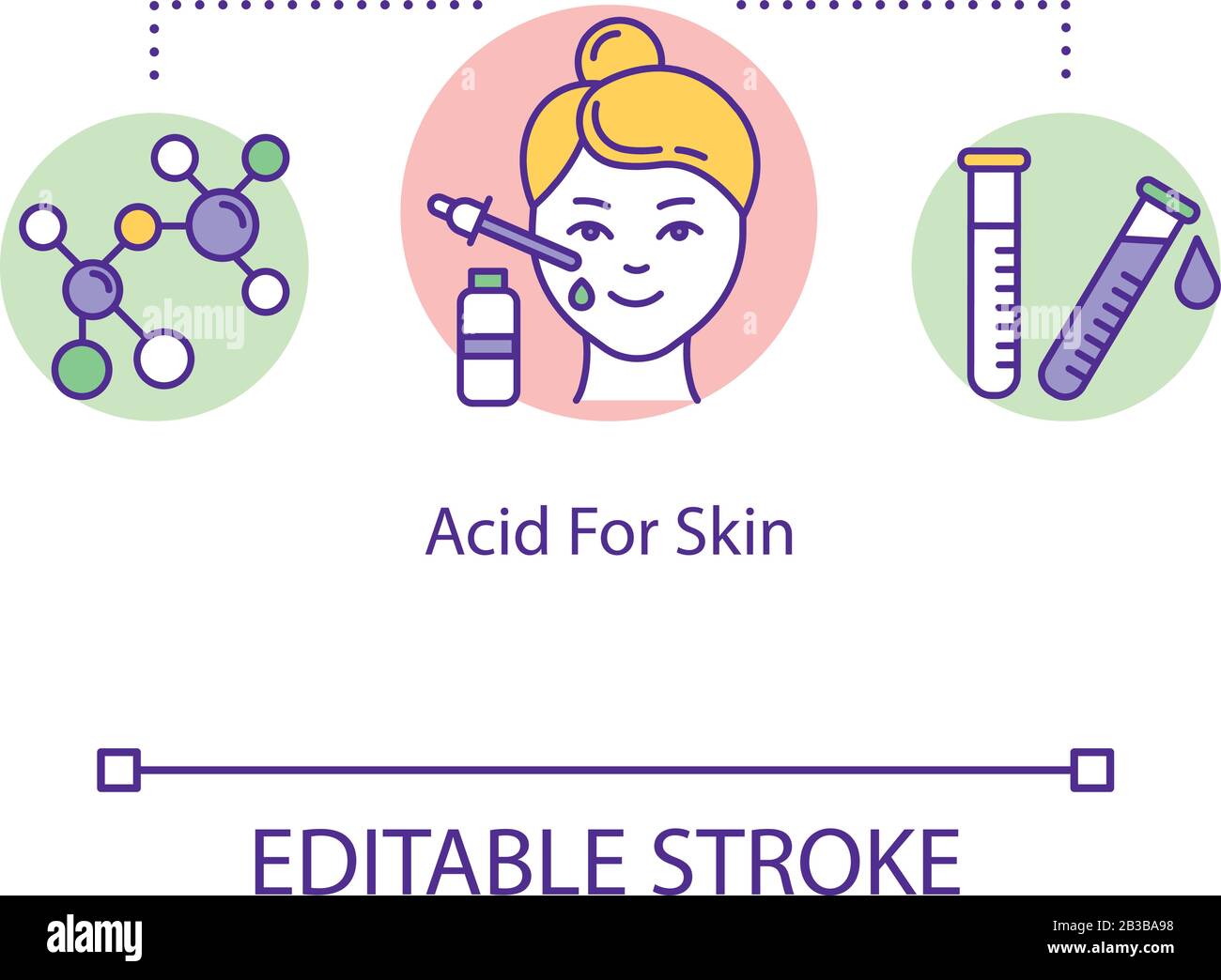 Acid for skin concept icon. Peeling for female skincare. Scrub for ...