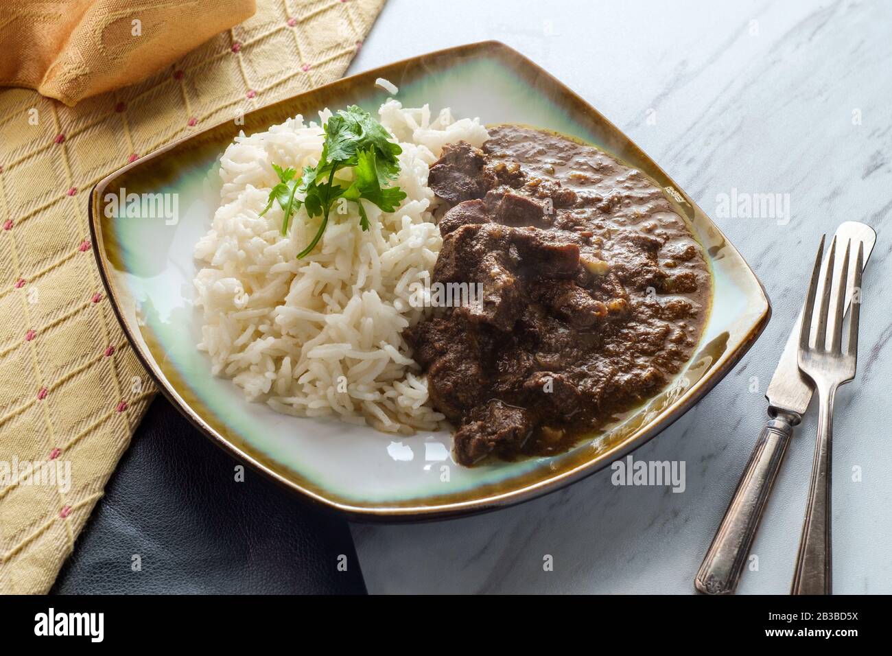 Indian boti liver curry made with chicken offal giblets with basmati ...
