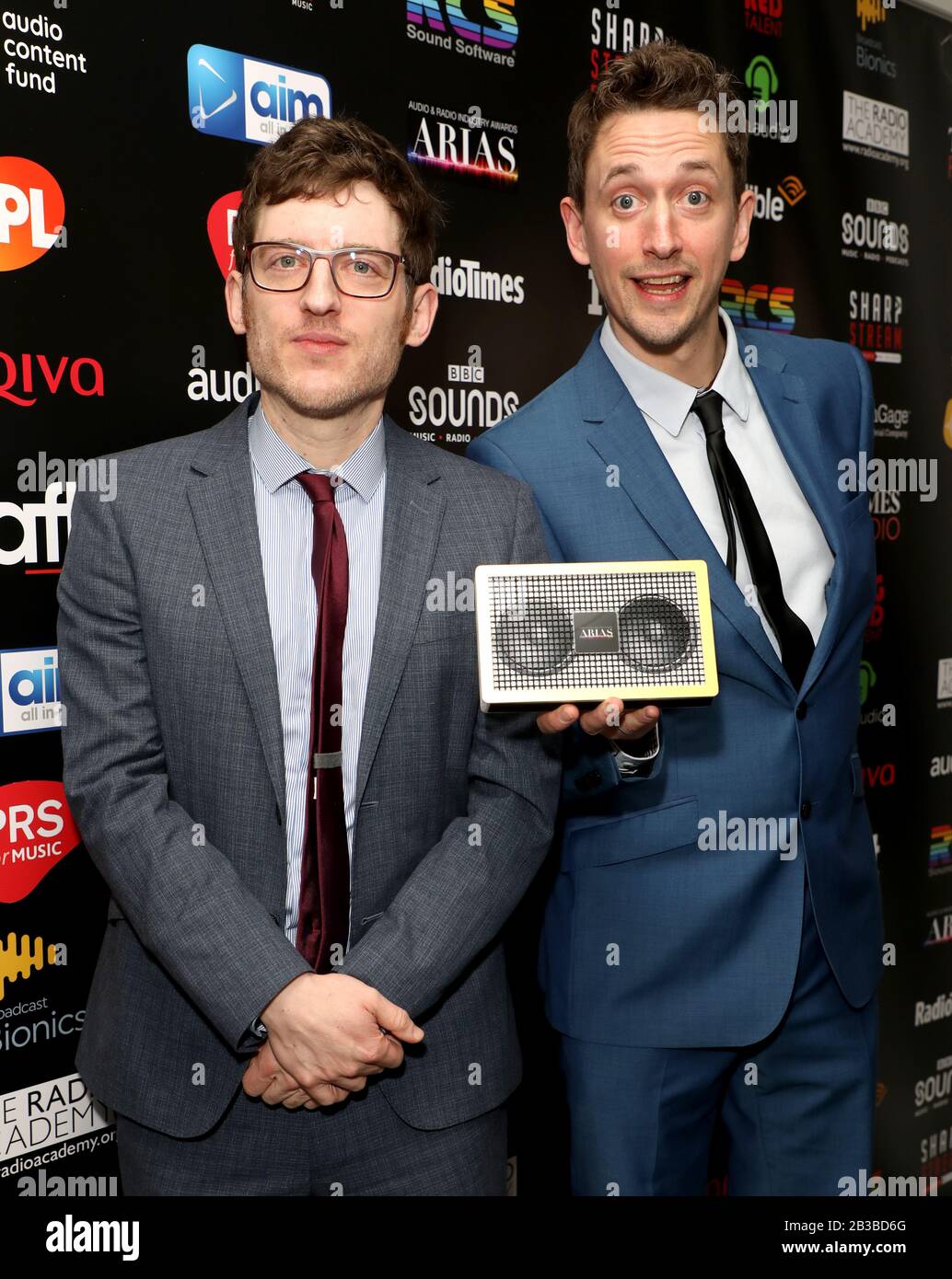 Elis James (left) and John Robins with the Funniest Show award for Elis ...