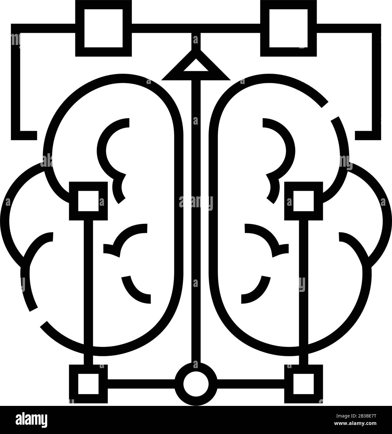 Trying brain line icon, concept sign, outline vector illustration ...