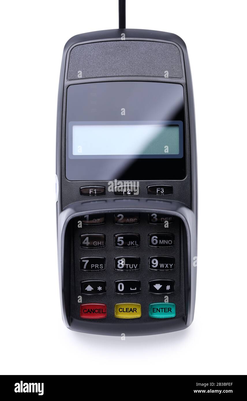 Pos terminal device for reading banking cards Stock Photo - Alamy