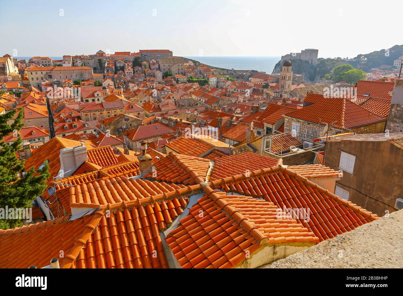 The colourful red pantiles of the roofs of the buildings in The Old ...