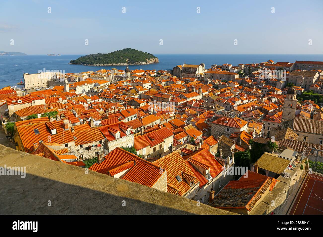 The colourful red pantiles of the roofs of the buildings in The Old ...