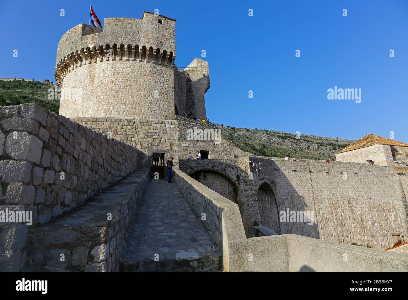 Minceta Tower on the Old Town city walls, Dubrovnik, Croatia Stock ...