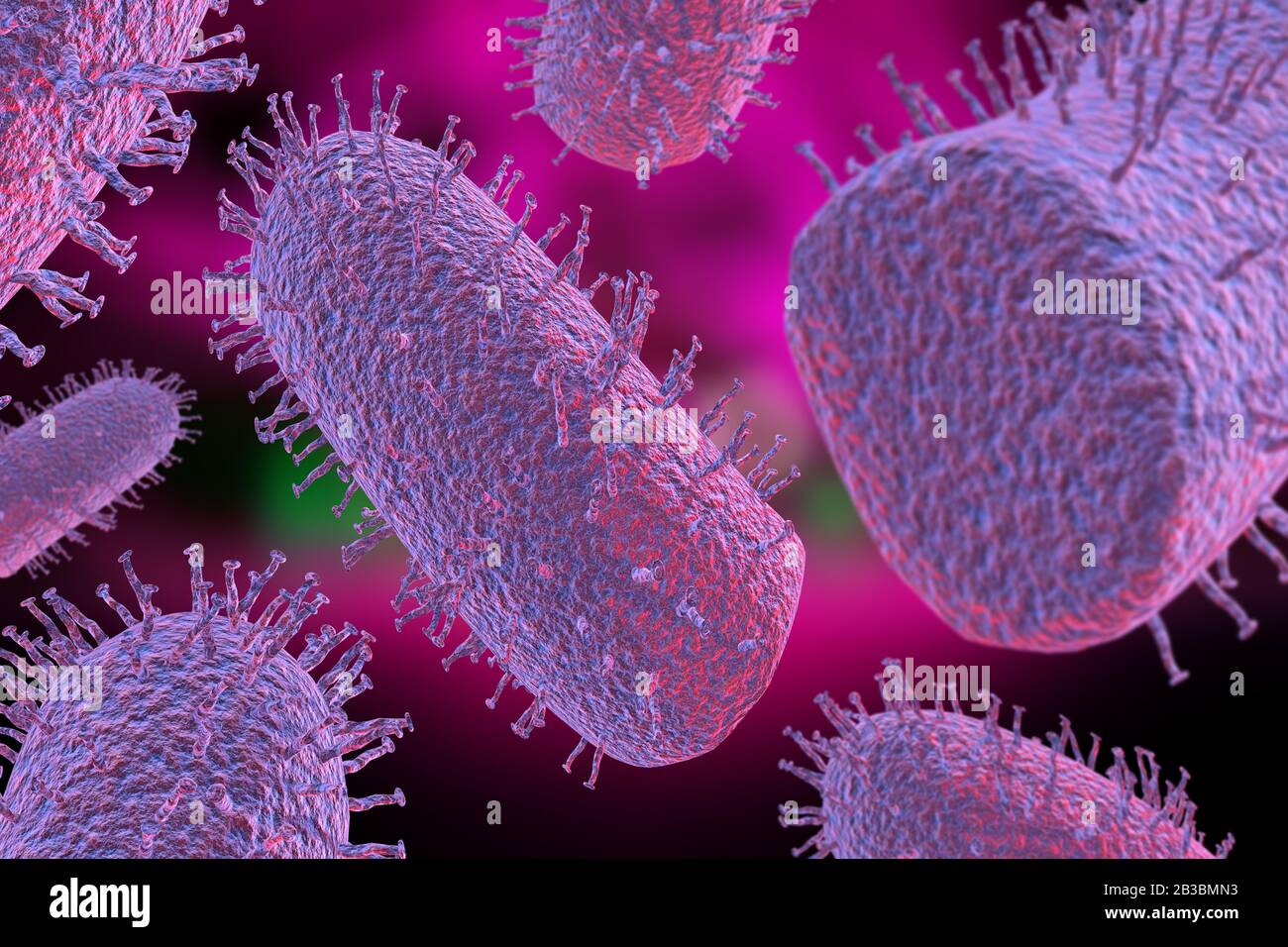 Pink rabies virus microscopic cells with pink background 3D ...