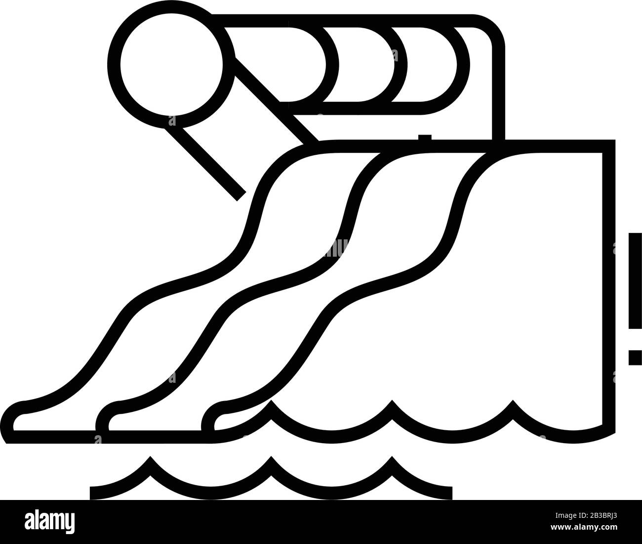 Water rides line icon, concept sign, outline vector illustration ...