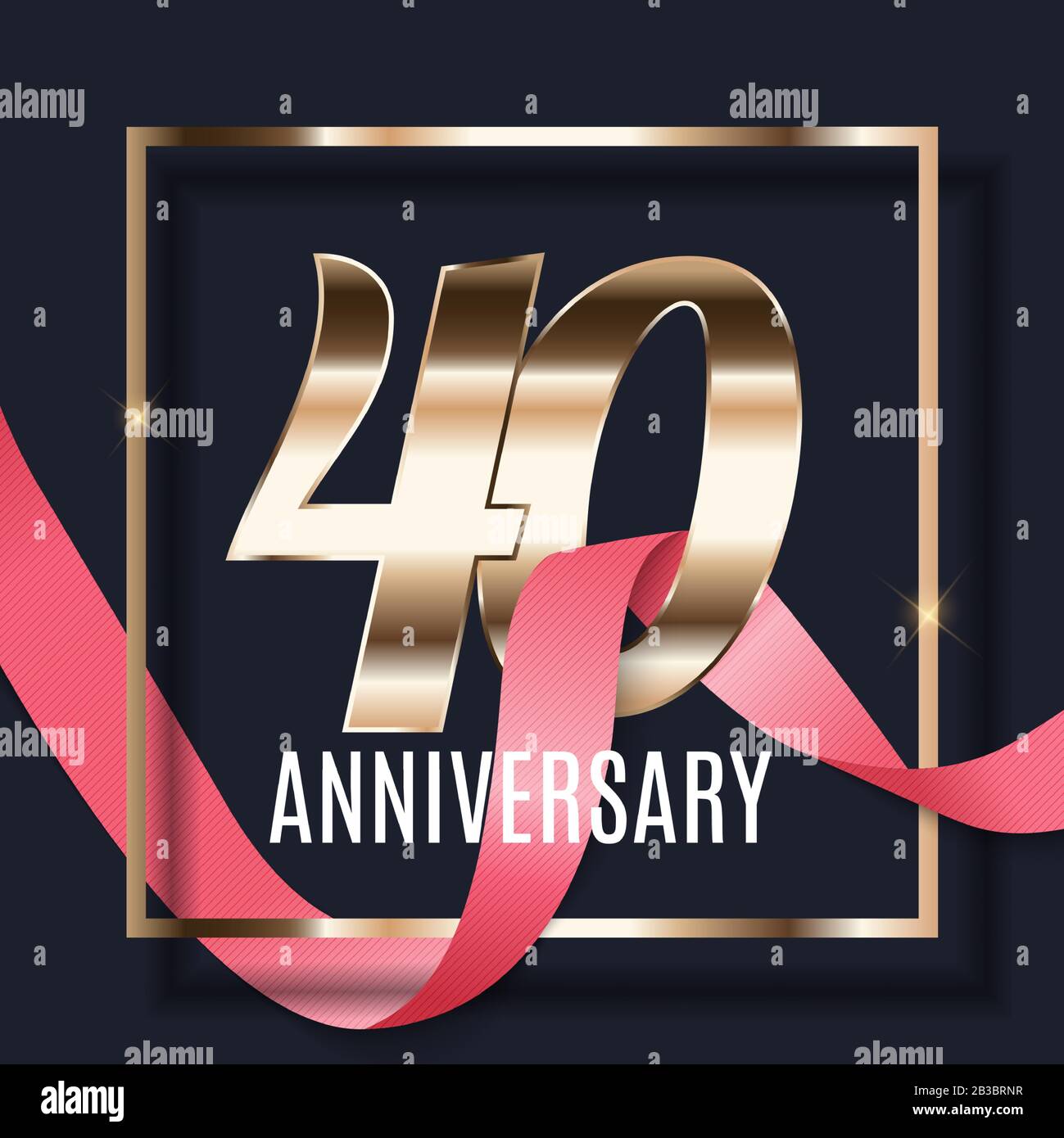 Celebrating 40 Anniversary emblem template design with gold numbers ...