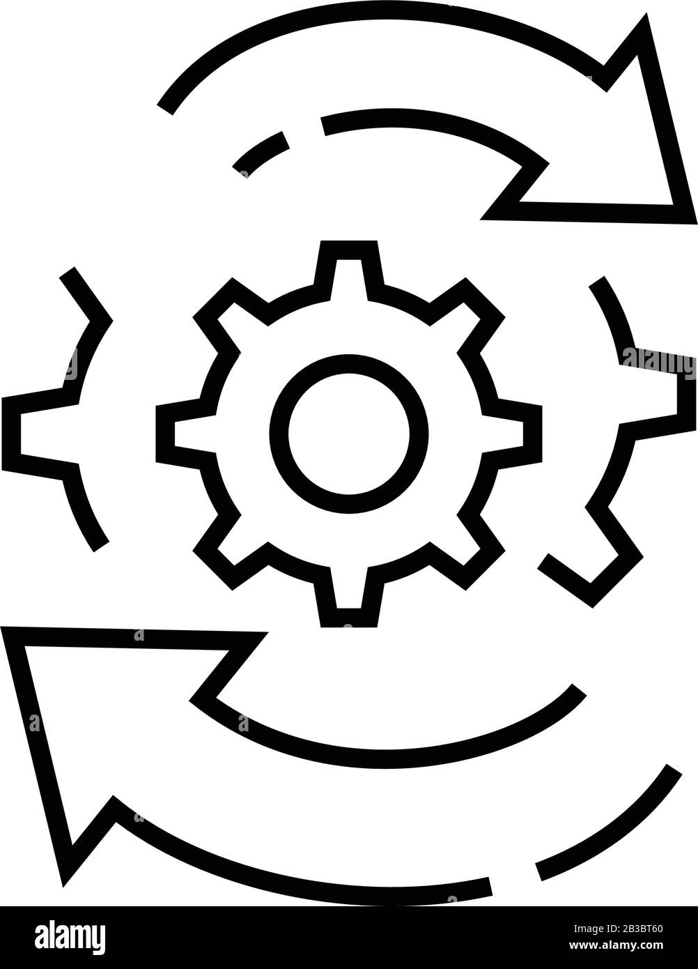 Working mechanism line icon, concept sign, outline vector illustration ...