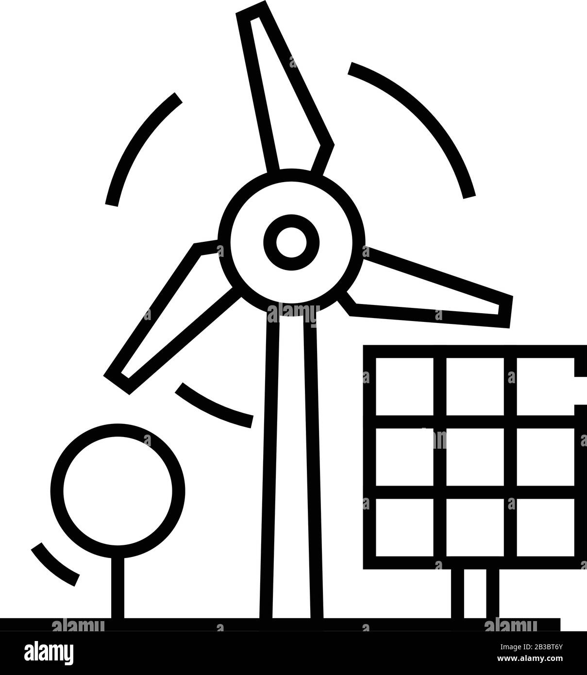 Windmill energy line icon, concept sign, outline vector illustration ...