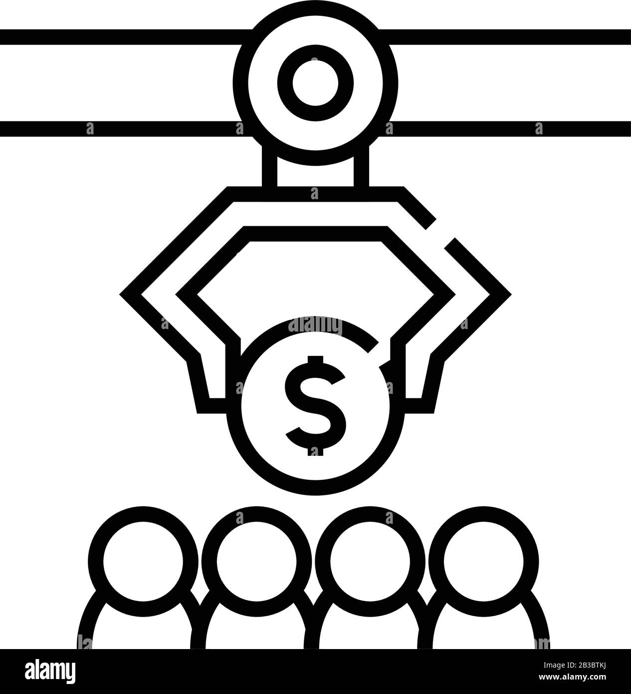 Workers salaries line icon, concept sign, outline vector illustration ...
