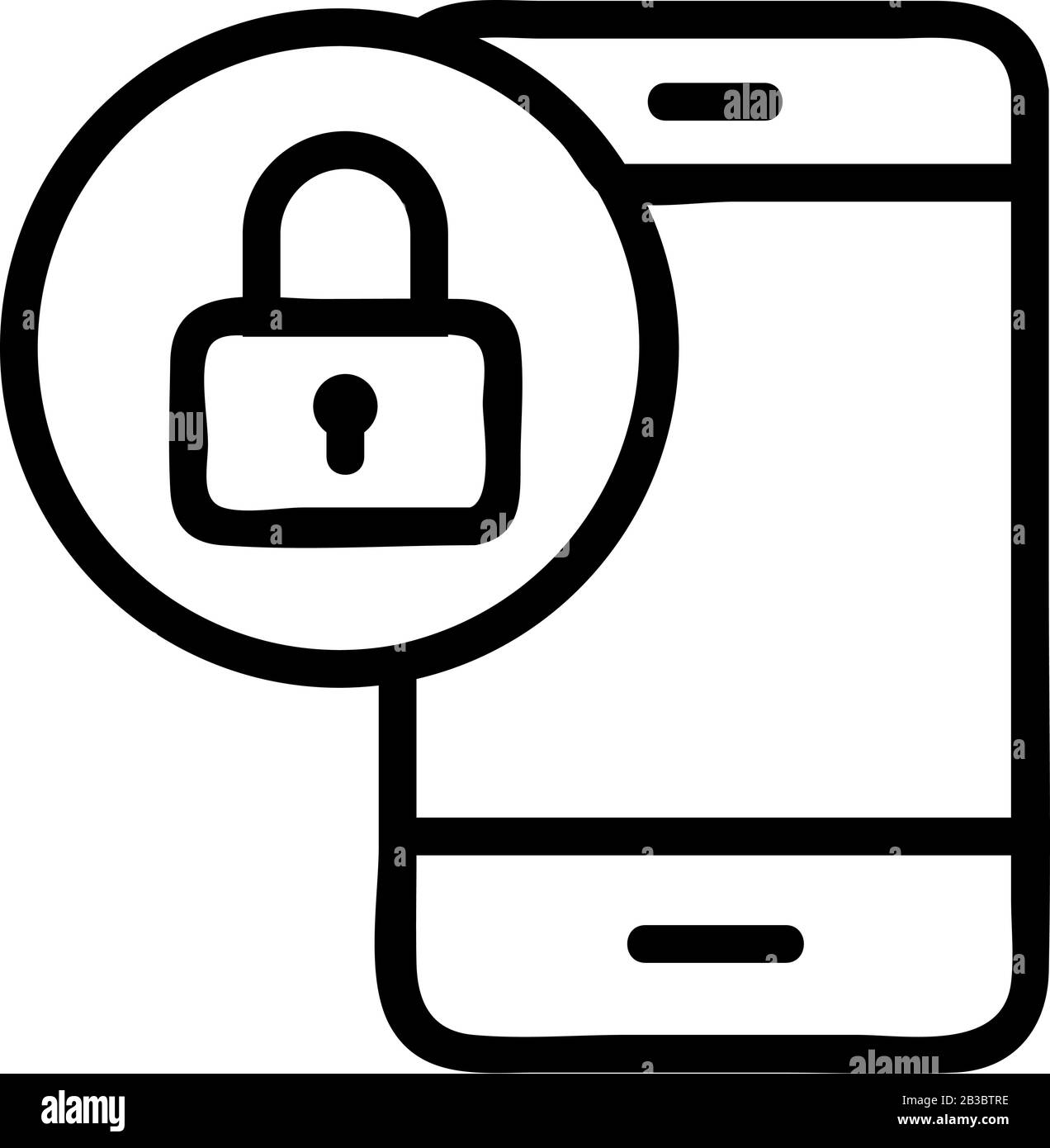 The phone is encrypted vector icon. Isolated contour symbol ...