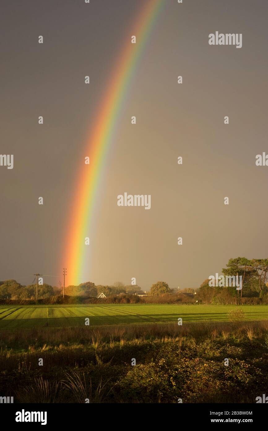Double rainbow over fields. Hayling Island, Hampshire Stock Photo - Alamy