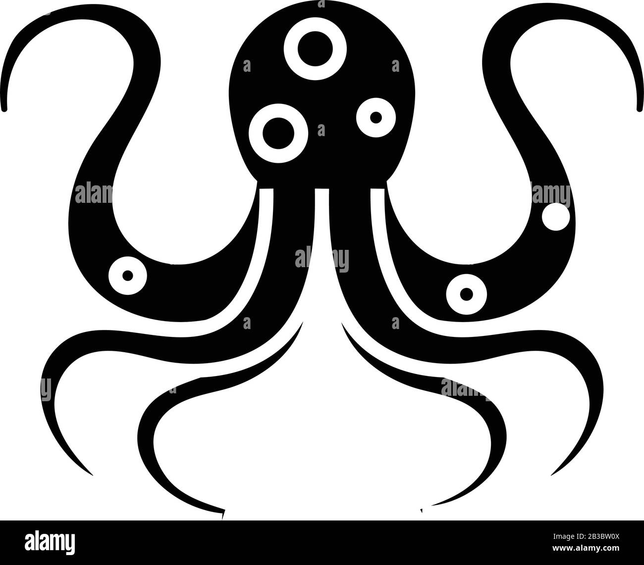 Octupus black icon, concept illustration, vector flat symbol, glyph ...