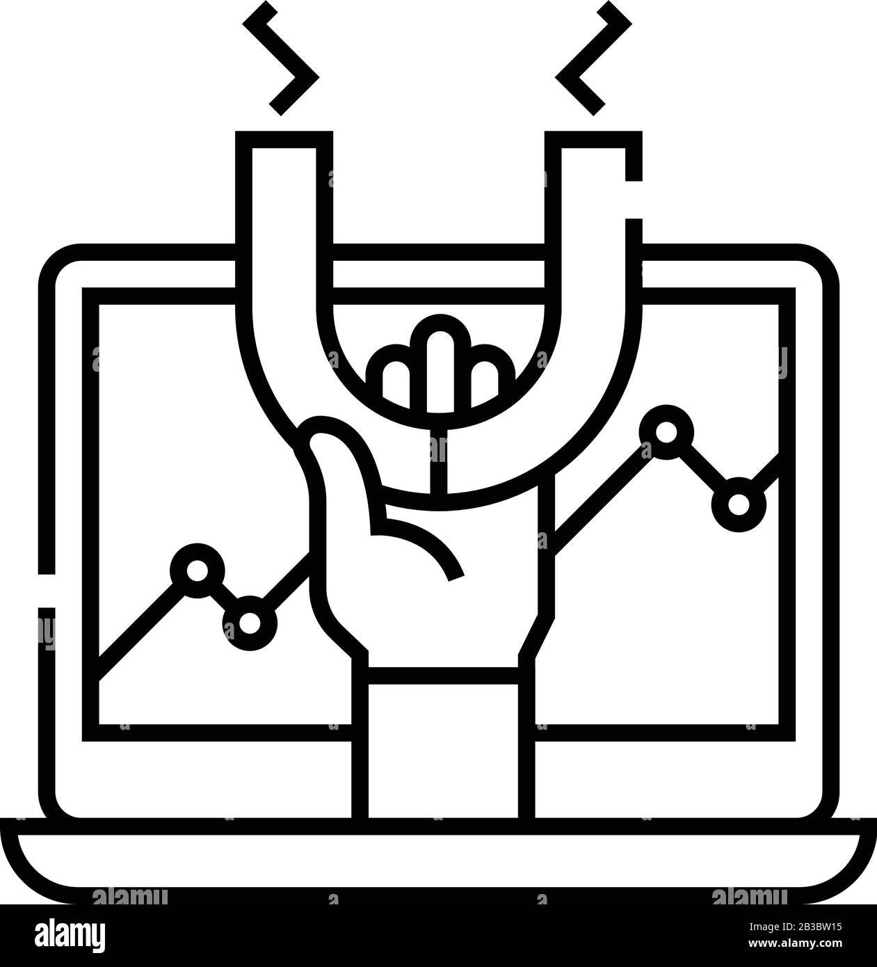 Work magnetism line icon, concept sign, outline vector illustration ...