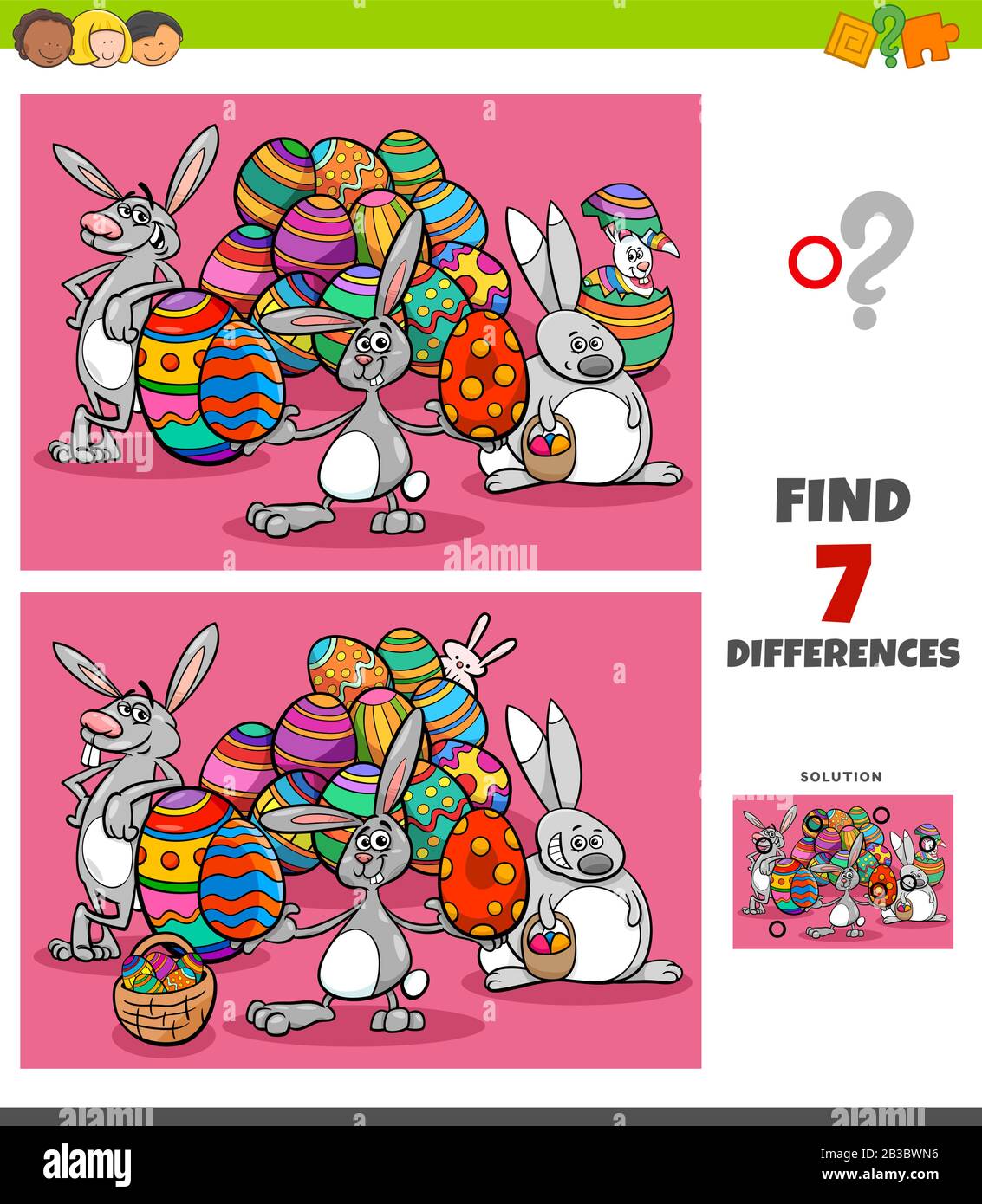 Cartoon Illustration of Finding Differences Between Pictures ...