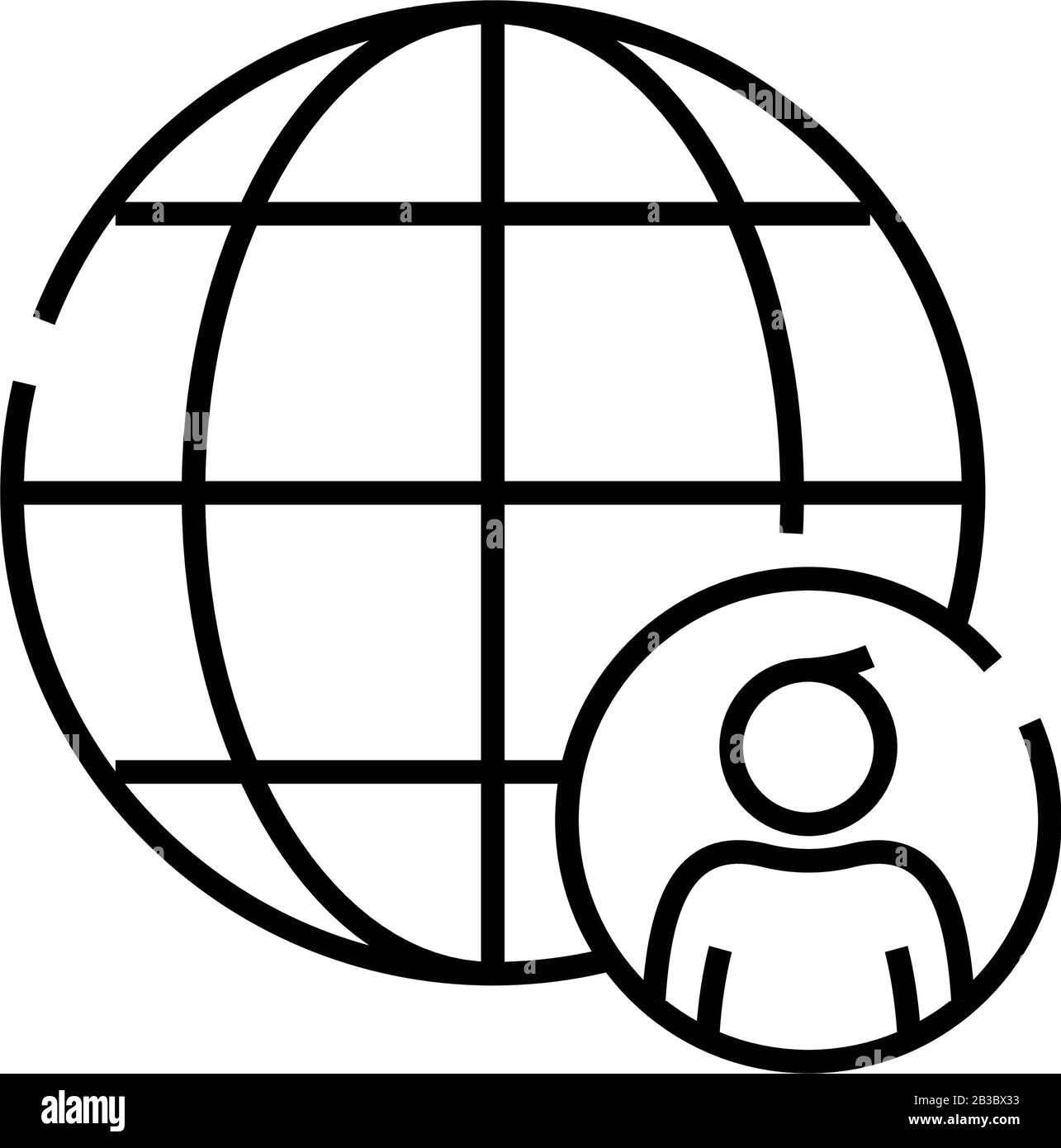 World citizen line icon, concept sign, outline vector illustration ...