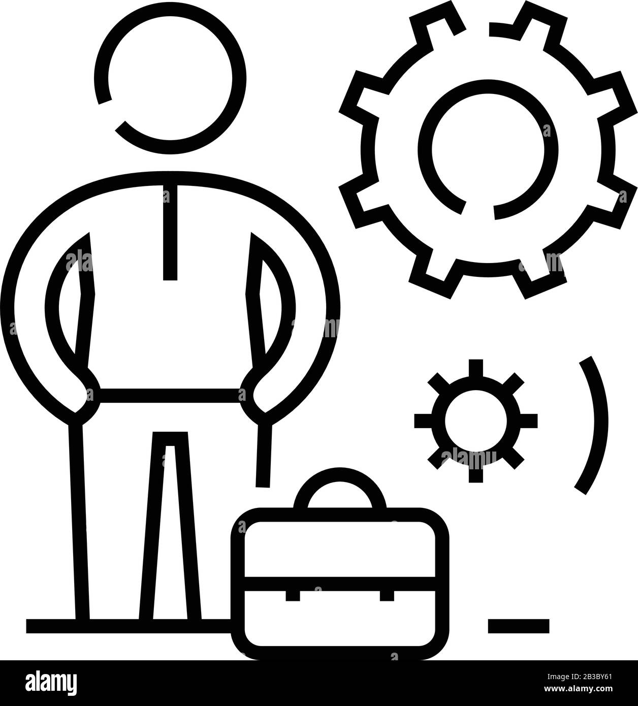 Working person line icon, concept sign, outline vector illustration ...