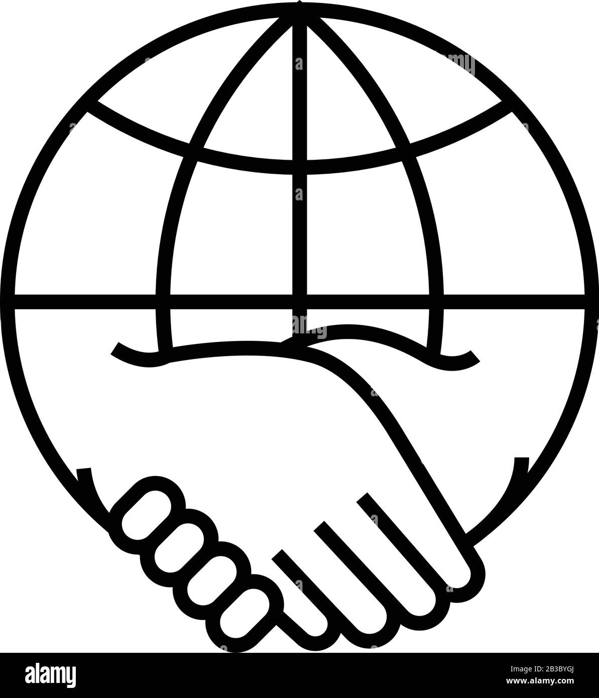 World partnership line icon, concept sign, outline vector illustration ...