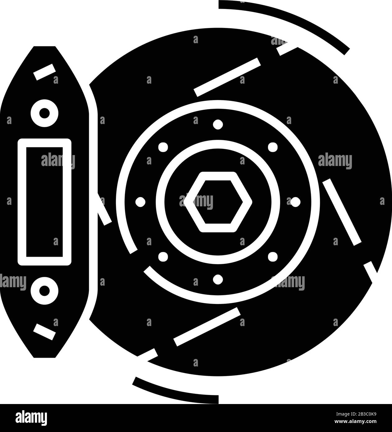 Motor vechicle parts black icon, concept illustration, vector flat ...