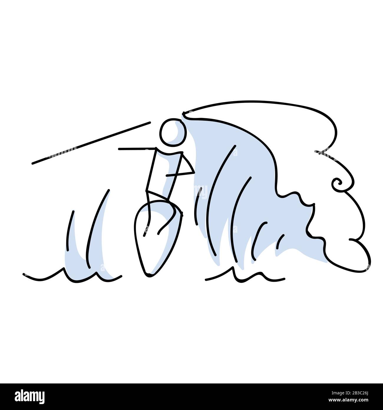 Cute stick figure surfing down ocean wave vector clipart. Hawaiian ...