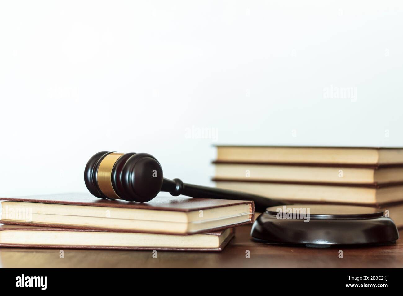 Judge's gavel and law books on white background with copy space. Law ...