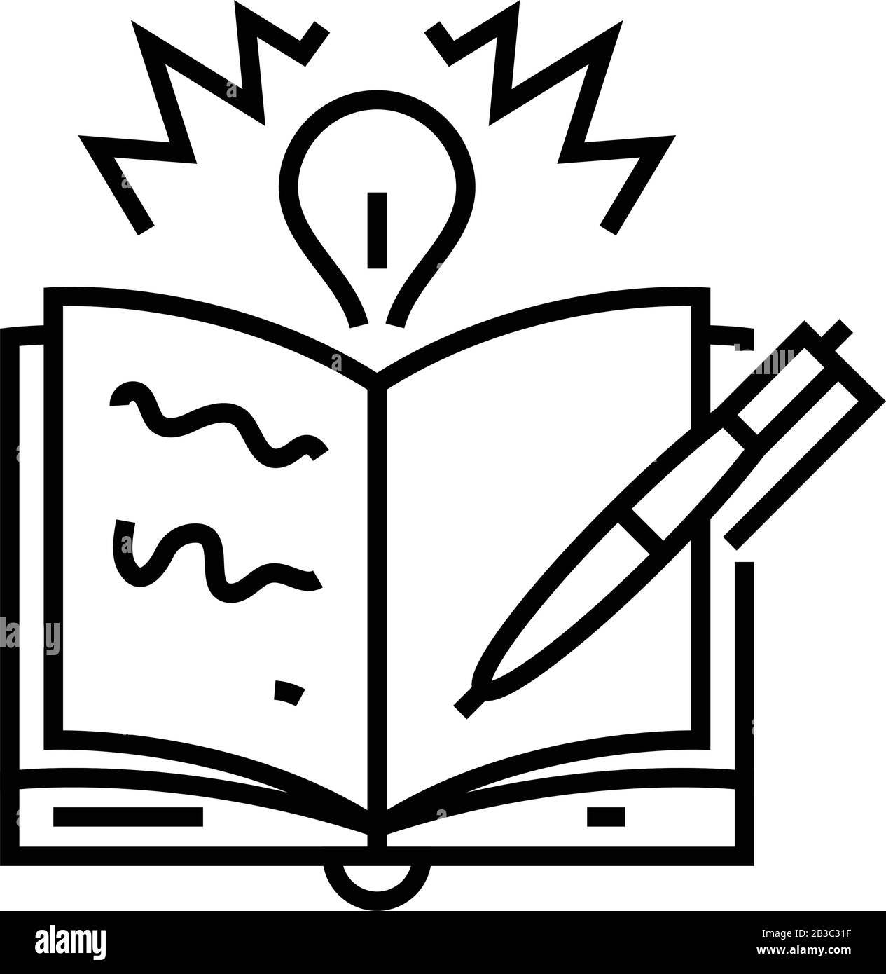 Write ideas line icon, concept sign, outline vector illustration ...