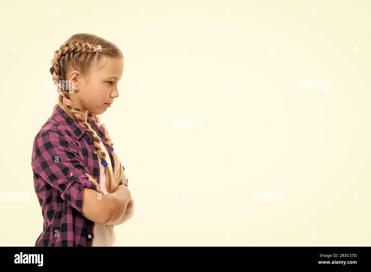 Stubborn concept. Stubborn child. Disagreement and stubbornness. Girl ...