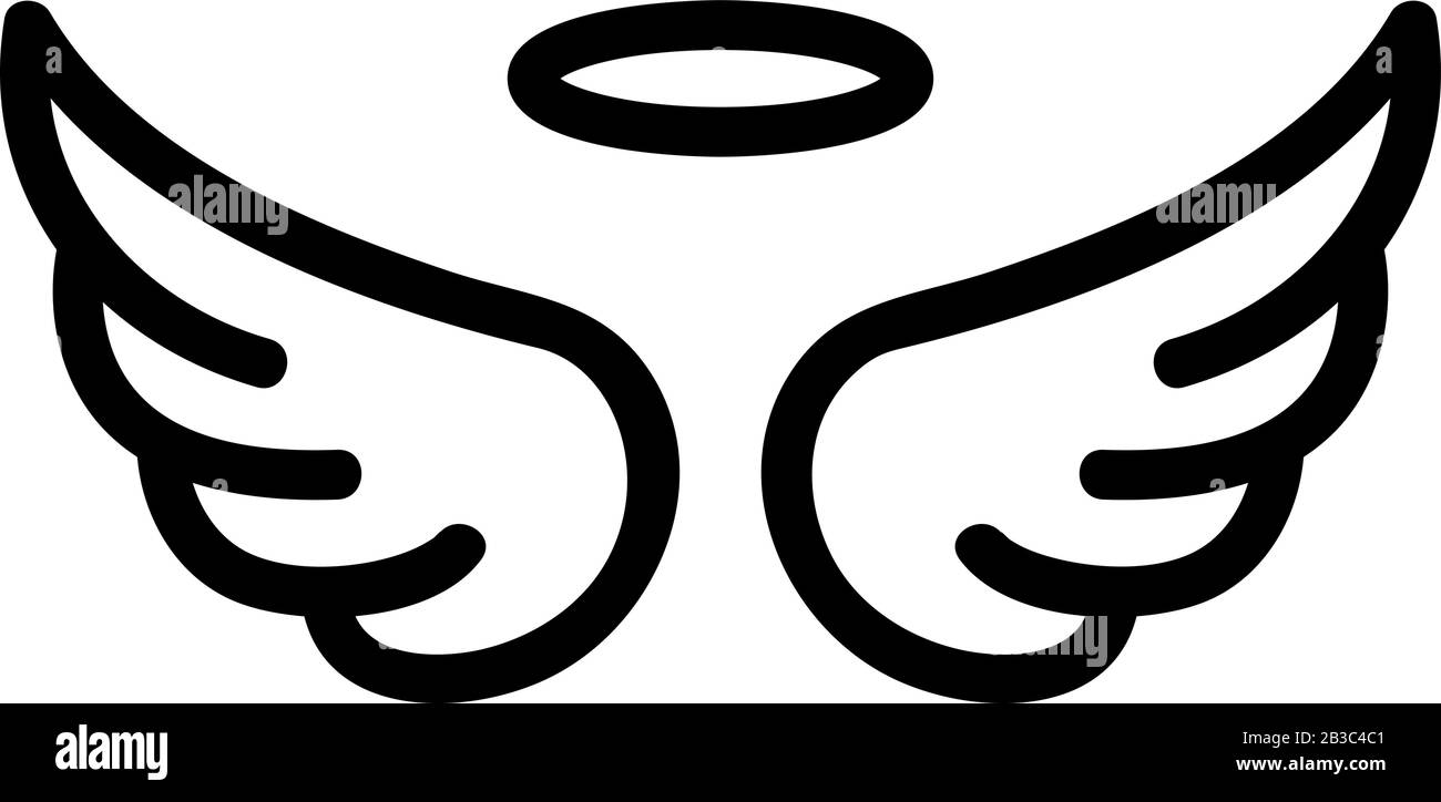 Wings of the angel icon vector. Isolated contour symbol illustration ...