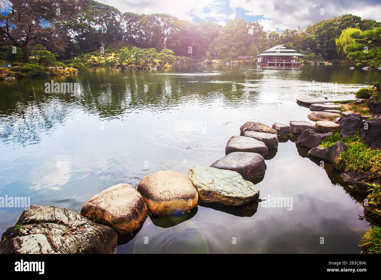 Fine garden with artificial pond KIYOSUMI TEIEN garden in TOKYO, ,JAPAN ...