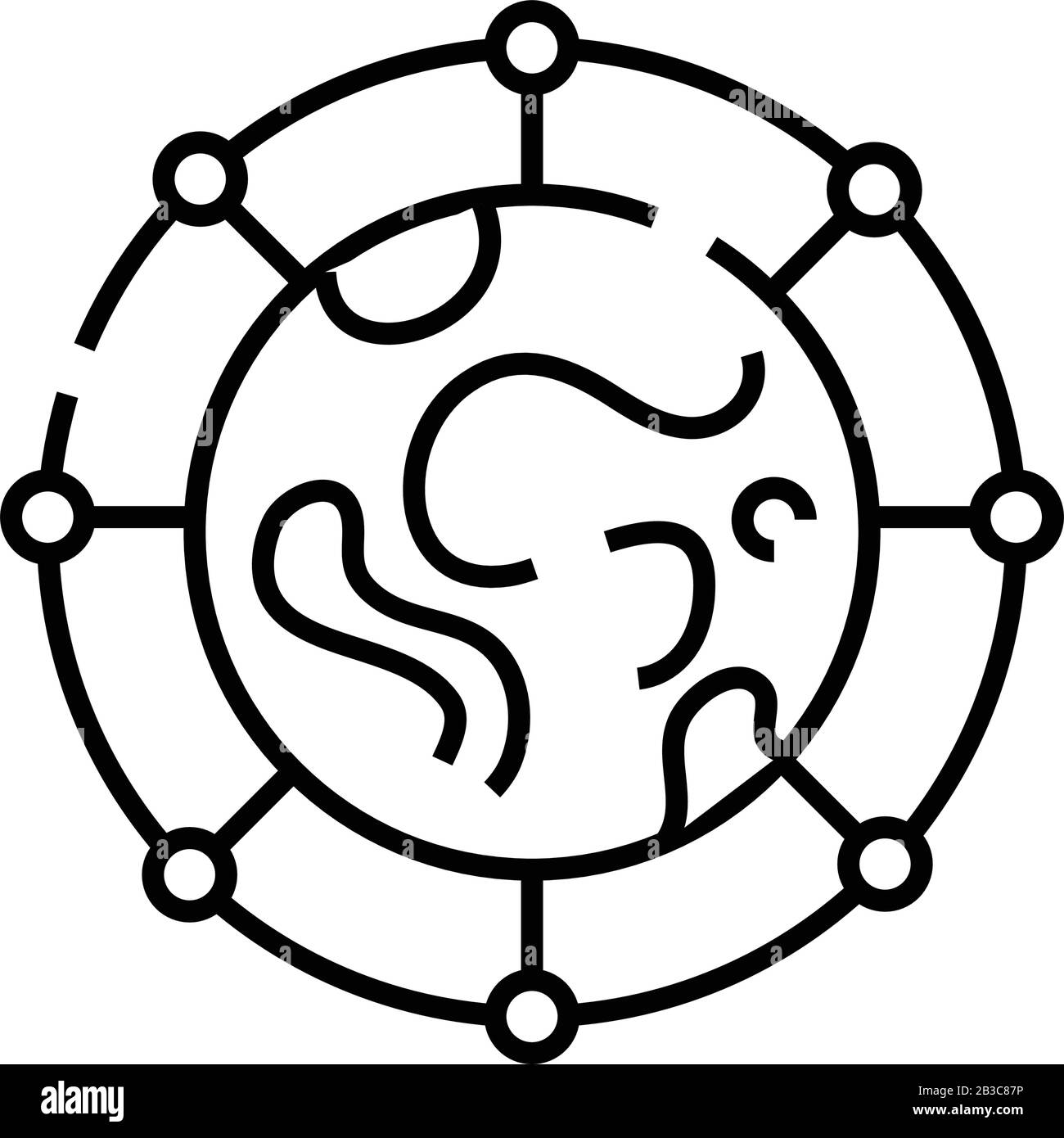 United network line icon, concept sign, outline vector illustration ...