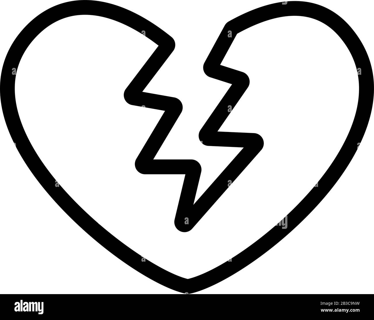 broken heart icon vector. Isolated contour symbol illustration Stock ...