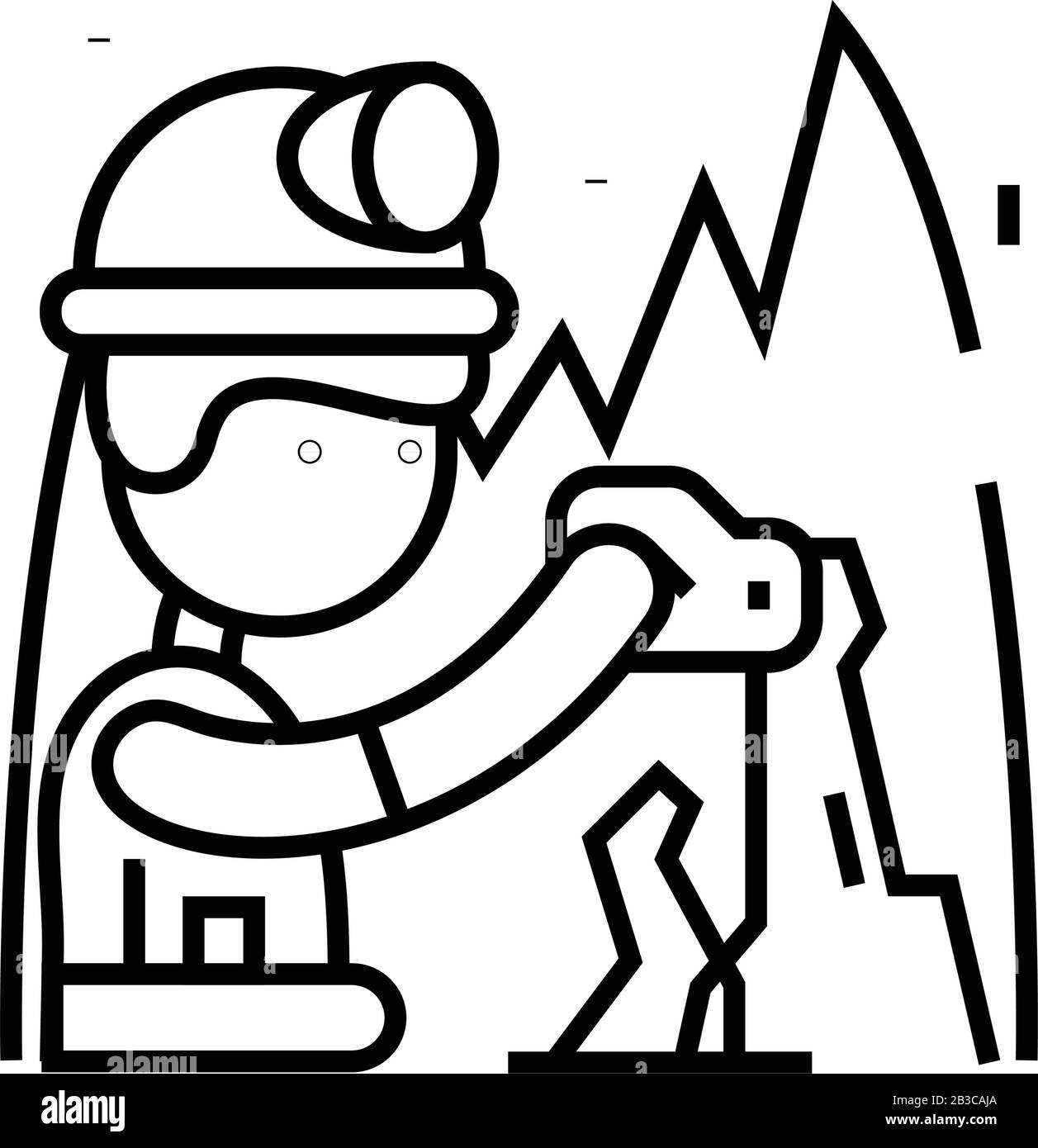 Underground worker line icon, concept sign, outline vector illustration ...