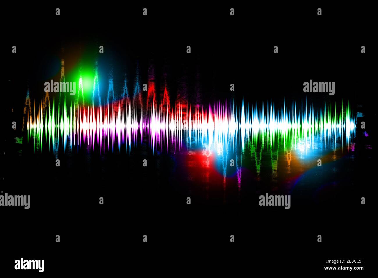 Colorful visual neon soundwave 3D illustration abstract background ...