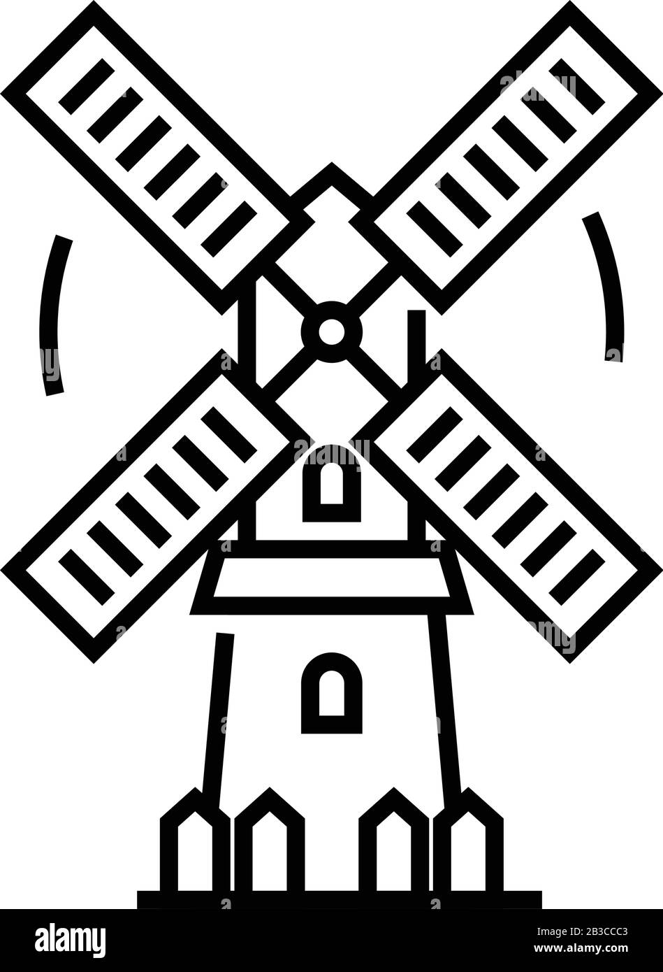 Windmill line icon, concept sign, outline vector illustration, linear ...