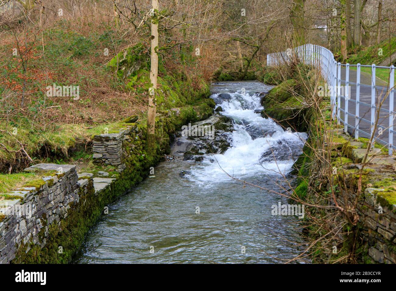 Water streams whilst Walking through Ambleside, Lake District Stock ...